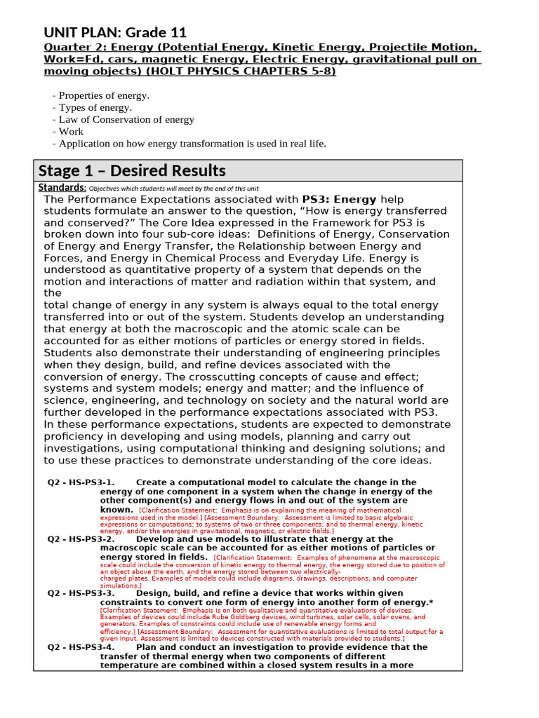 Science Grade 11 Unit 2. Physics | PDF