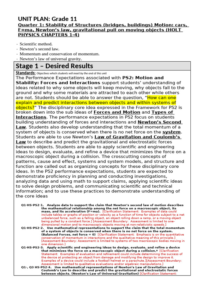 Science Grade 11 Unit 1. Physics | PDF