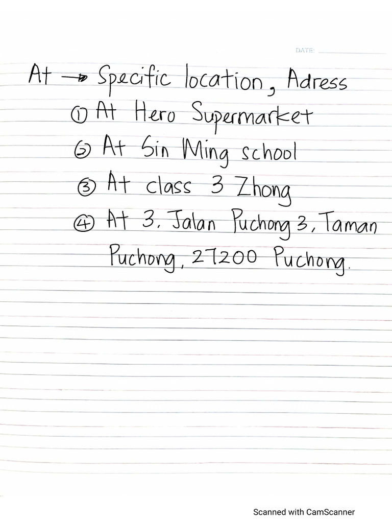 三线 preposition at (location) | PDF