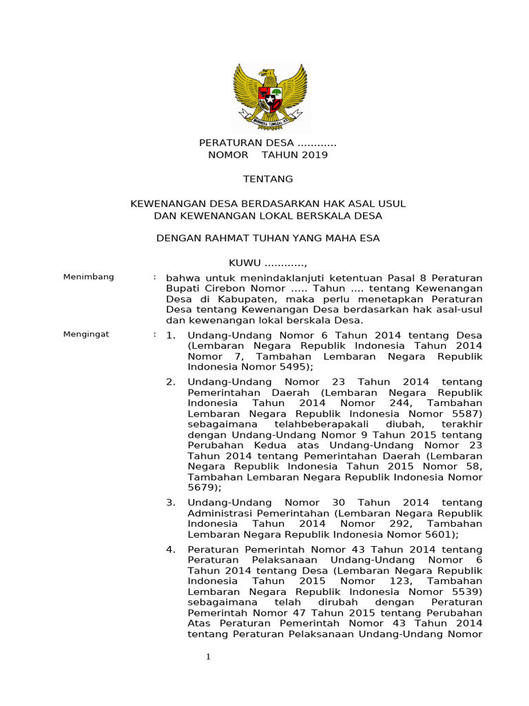 DRAFT Perdes Kewenangan Fix | PDF