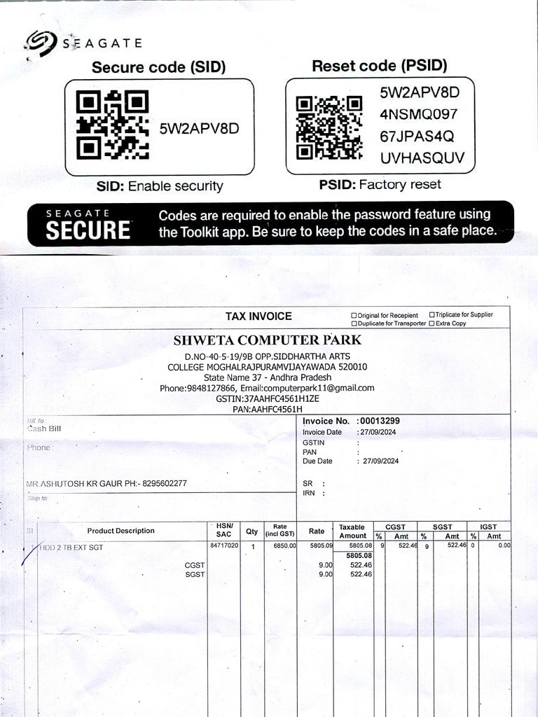 Seagate HDD Bill | PDF