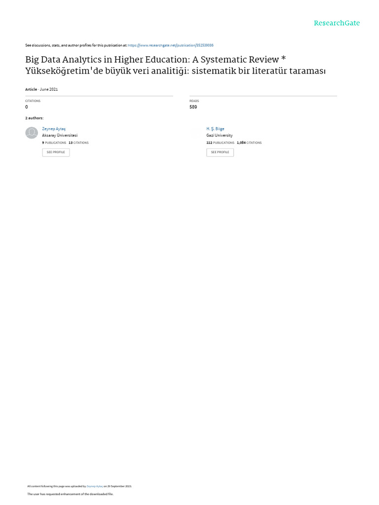 Big Data Analyticsin Higher Education ASystematic Review 2020 | PDF