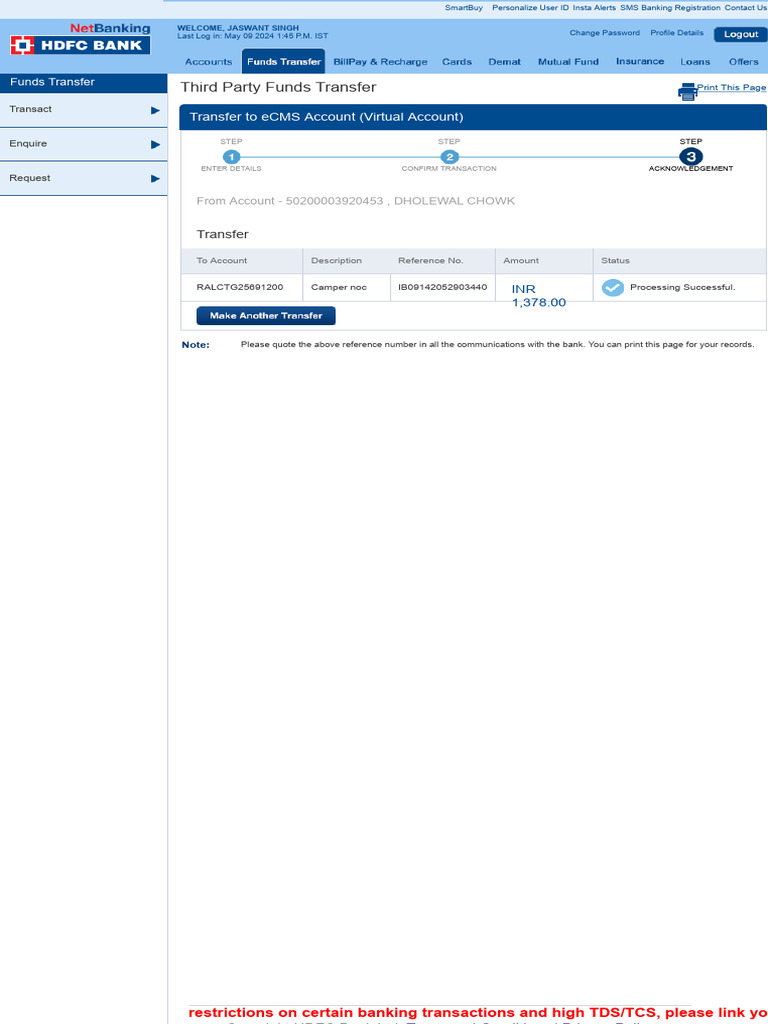 Welcome To HDFC Bank NetBanking | PDF