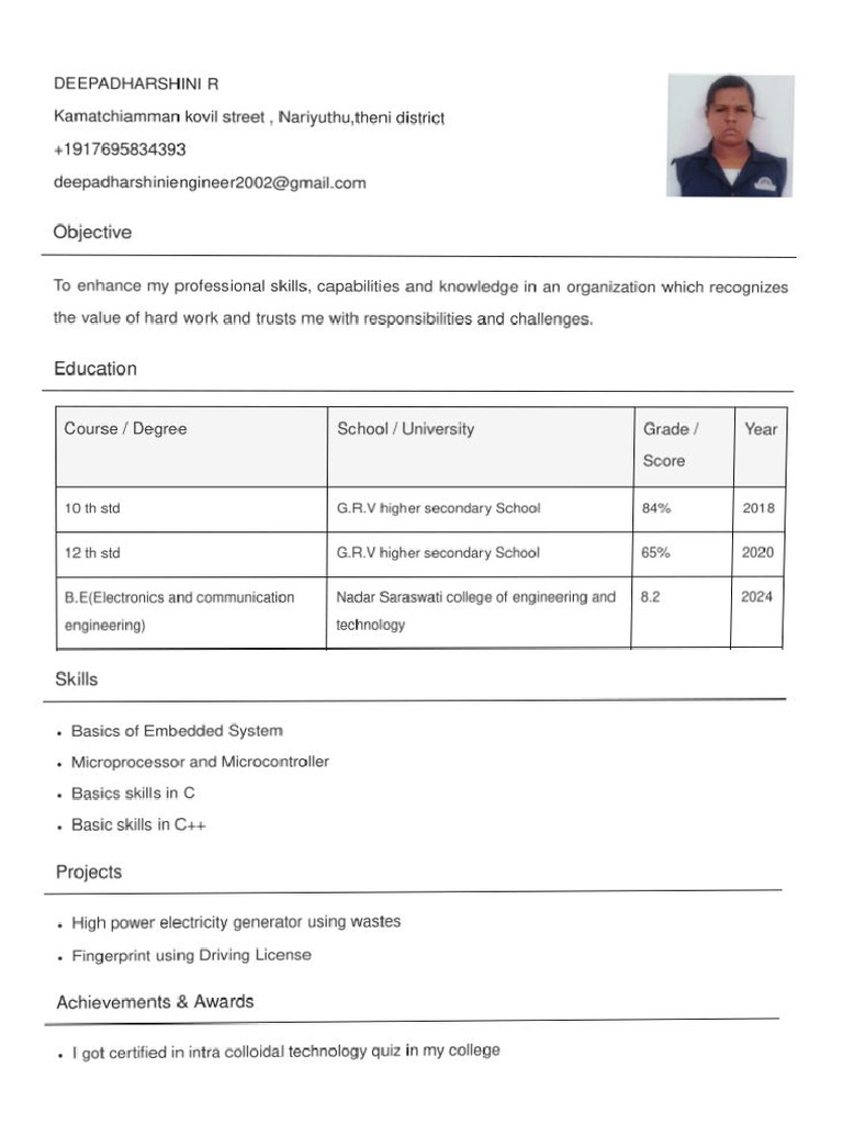 Deepadharshini Resume | PDF