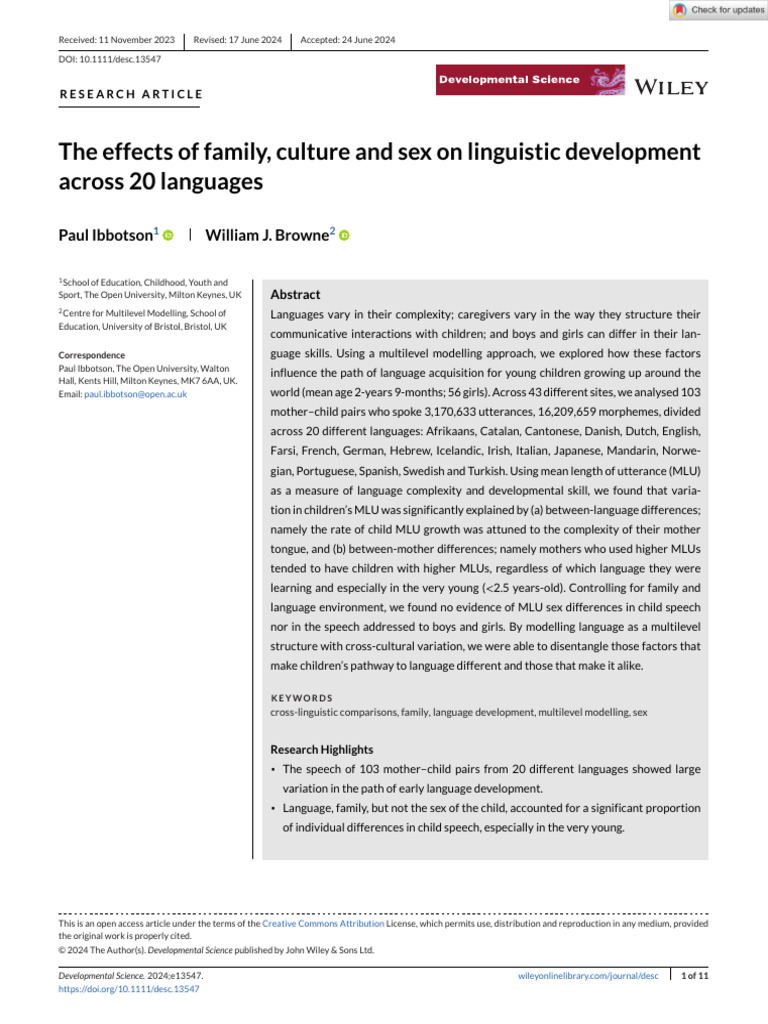 Developmental Science - 2024 - Ibbotson - The Effects of Family Culture ...