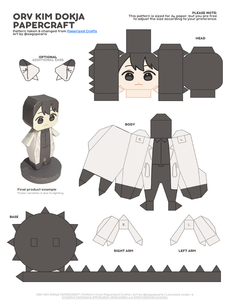 Kim Dokja Papercraft Template A4 | PDF
