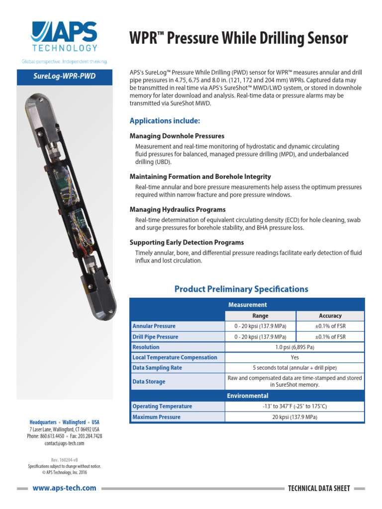 Surelog WPR PWD Sensor Tech Sheet | PDF