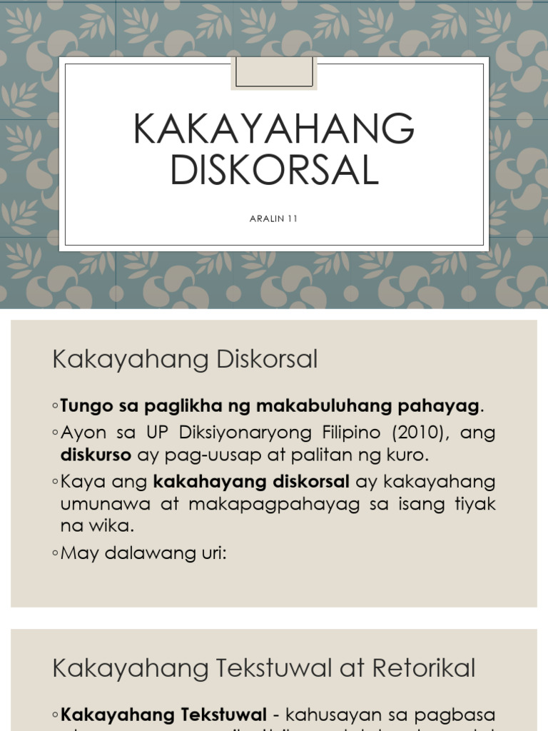 A11 Kakayahang Diskorsal | PDF