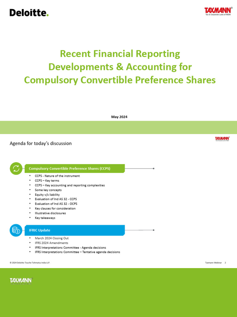 TaxmannPPT - Recent Financial Reporting Developments & Accounting For ...
