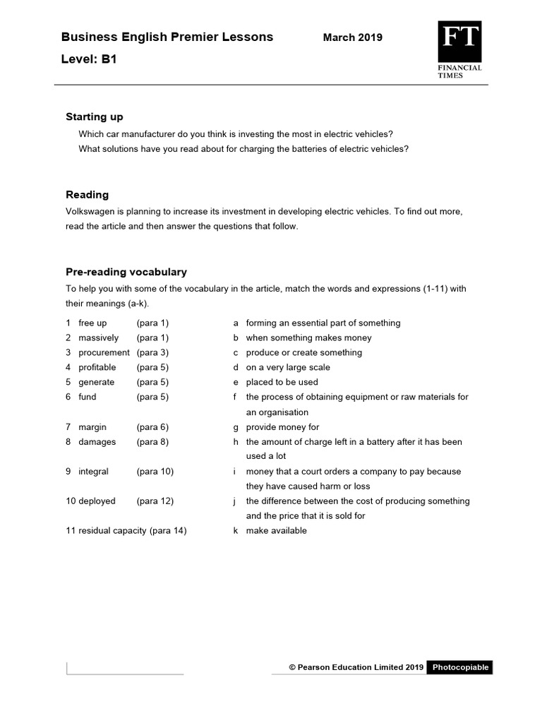 Business English Premier Lesson B1 Mar 2019 | PDF