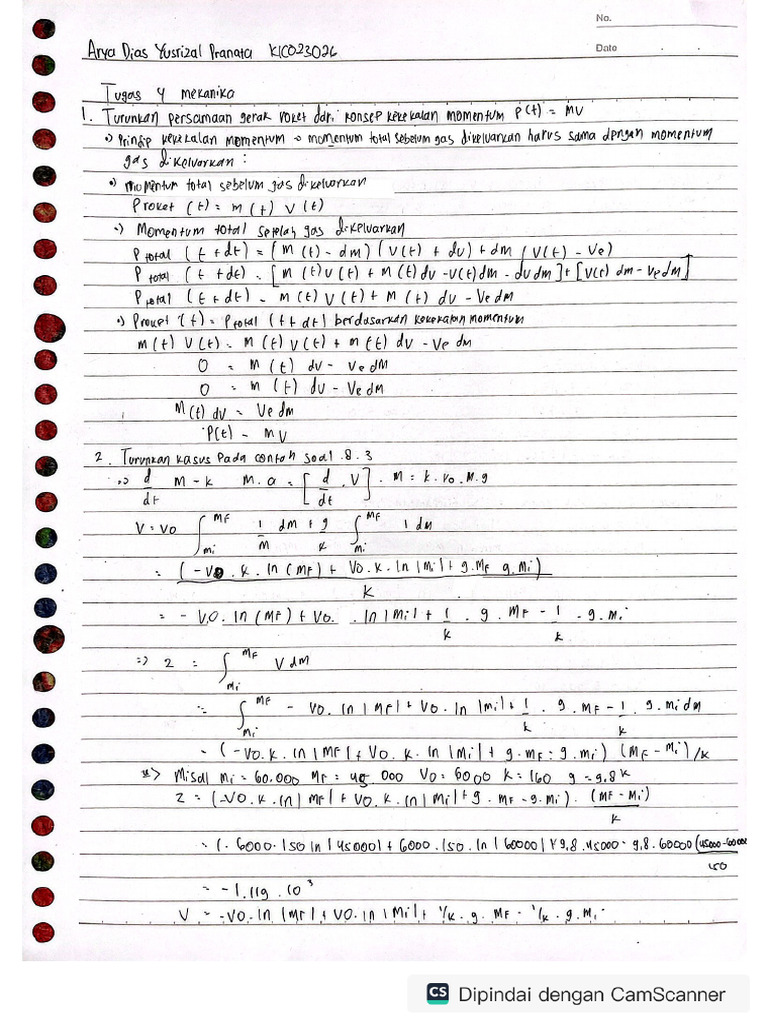 K1C023026 Arya Dias Yusrizal Pranata Tugas 4 Mekanika | PDF