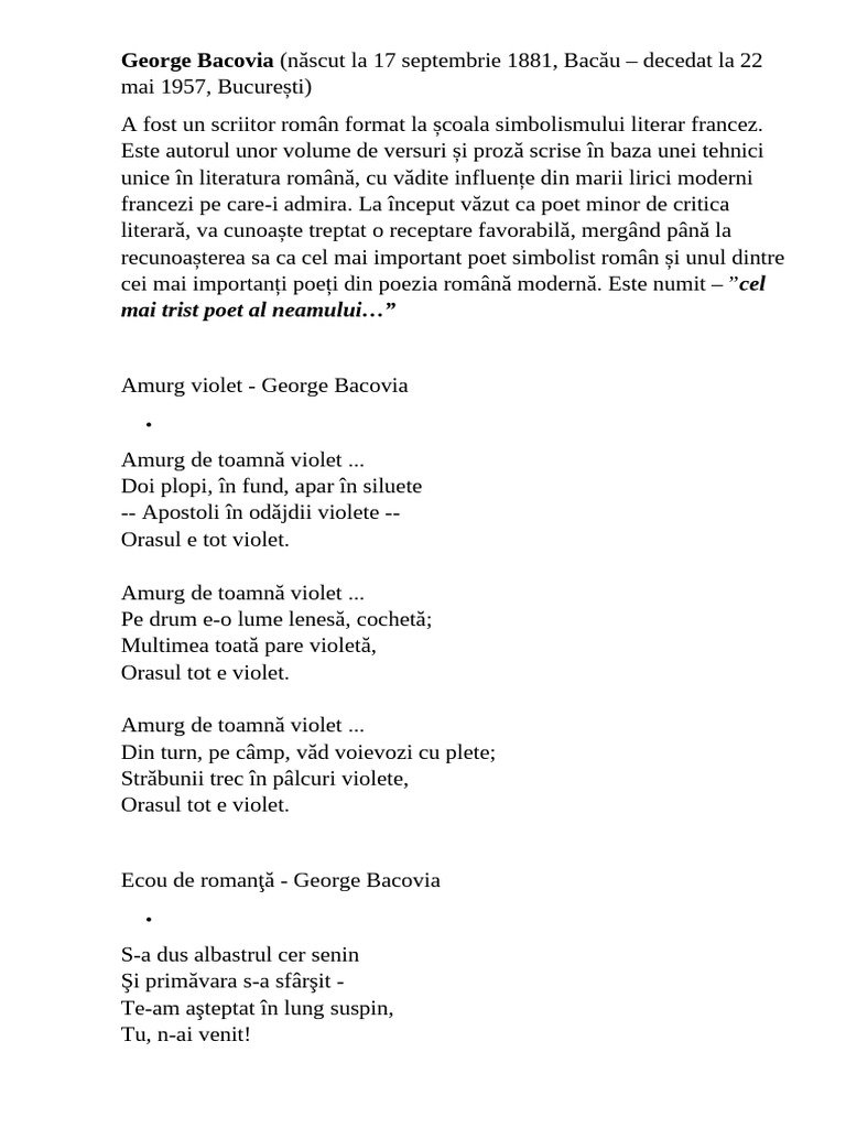George Bacovia | PDF