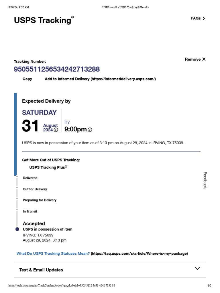 USPS.com® - USPS Tracking® Results | PDF