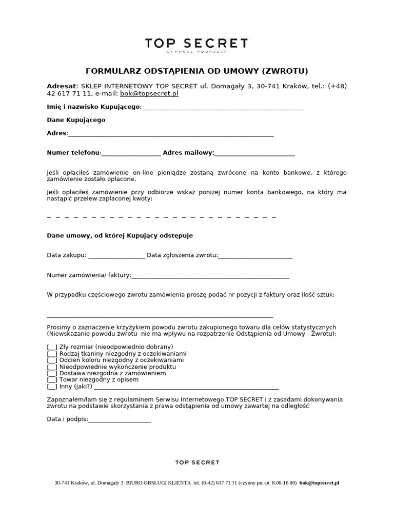 Formularz Zwrotu-5 | PDF