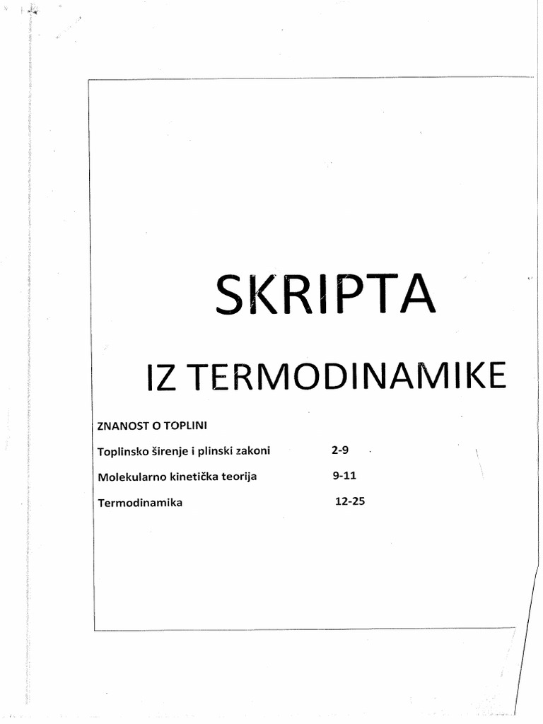 Termodinamika - Skripta | PDF