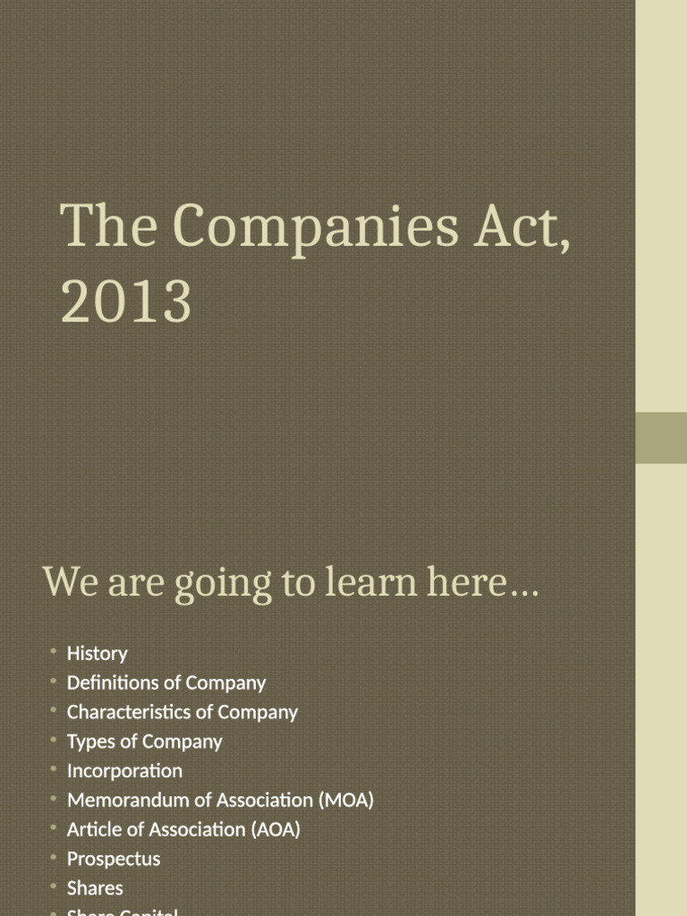 The Companies Act 2013 | PDF