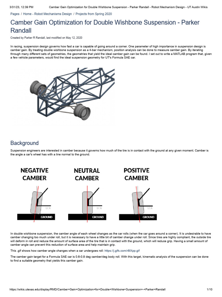 Camber Gain Optimization For Double Wishbone Suspension - Parker ...