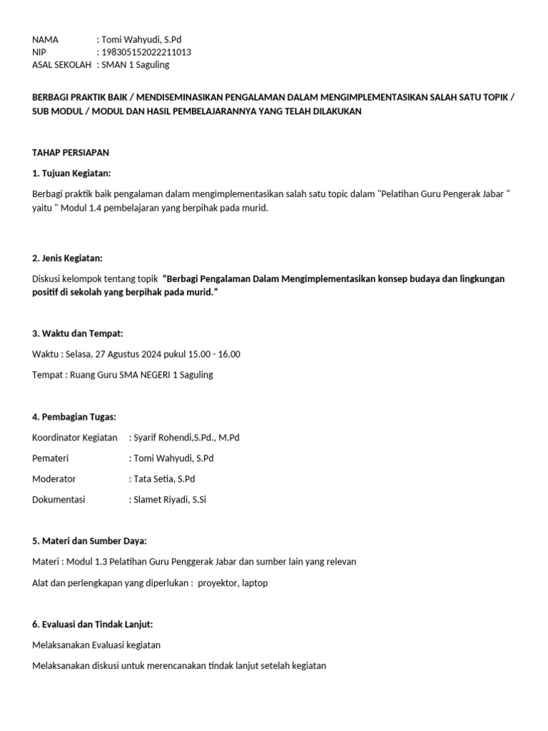 LK RTL SESI BEREHAN | PDF