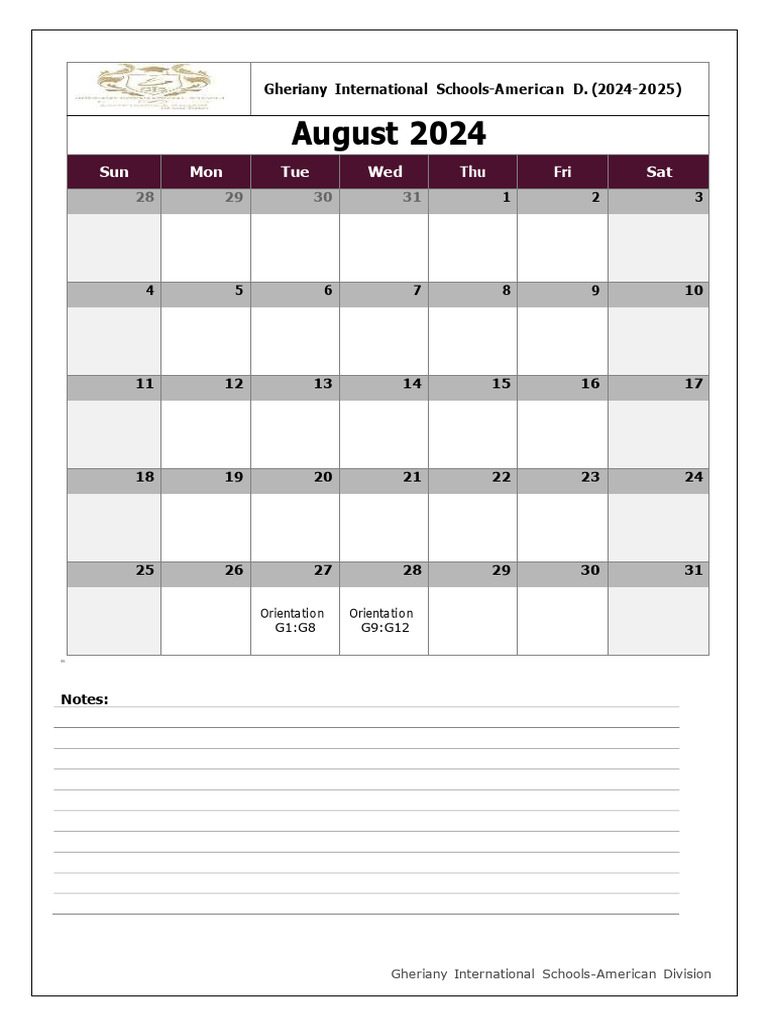 2024-2025 School Calendar-Term 1 | PDF