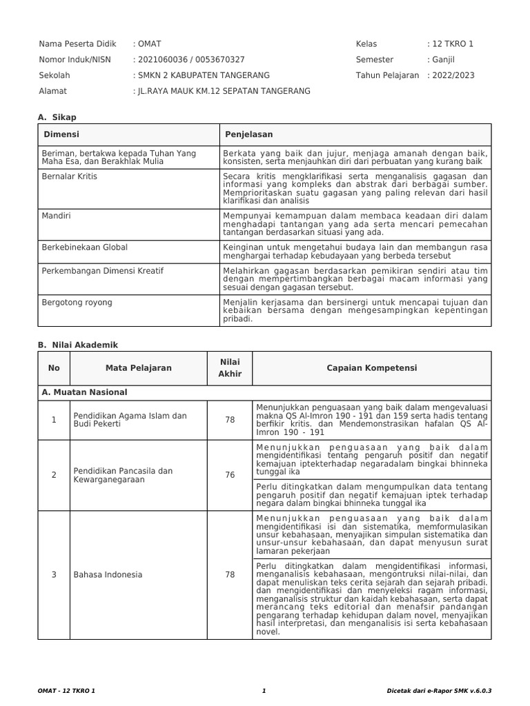Rapor Omat - 12 Tkro 1 | PDF