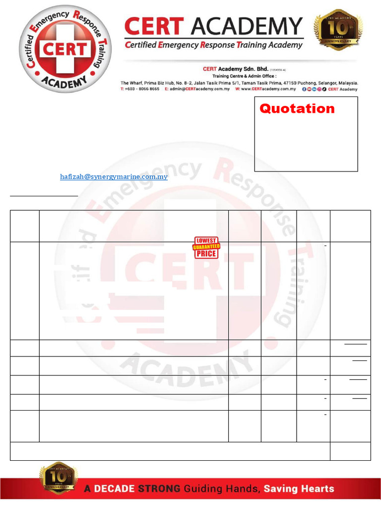 Quotation 0668 - AED 500P For Synergy Marine (M) SDN BHD | PDF
