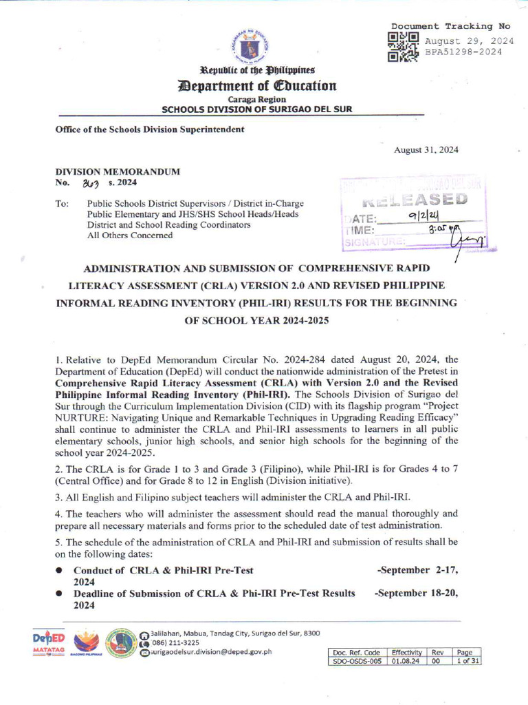 Dm 363_3-Dm No, 363, s. 2024 Administration and Submission of Comprehensive Rapid Literacy ...