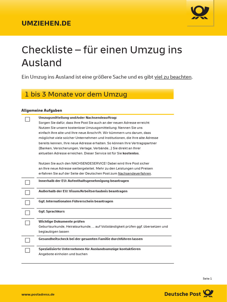 Checkliste Umzug Ins Ausland - PDF Adobe Acrobat Pro | PDF
