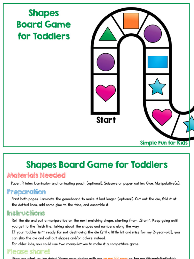 Shapes Board Game For Toddlers Printable Secure | PDF
