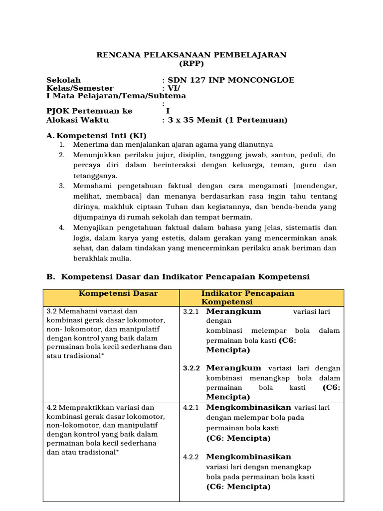 RPP-BACKWARD-DESIGN Pjok | PDF