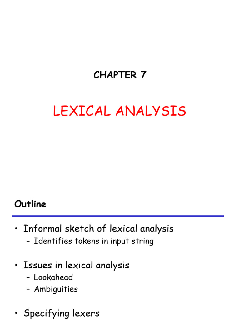Chapter 7 Lexical Analysis | PDF