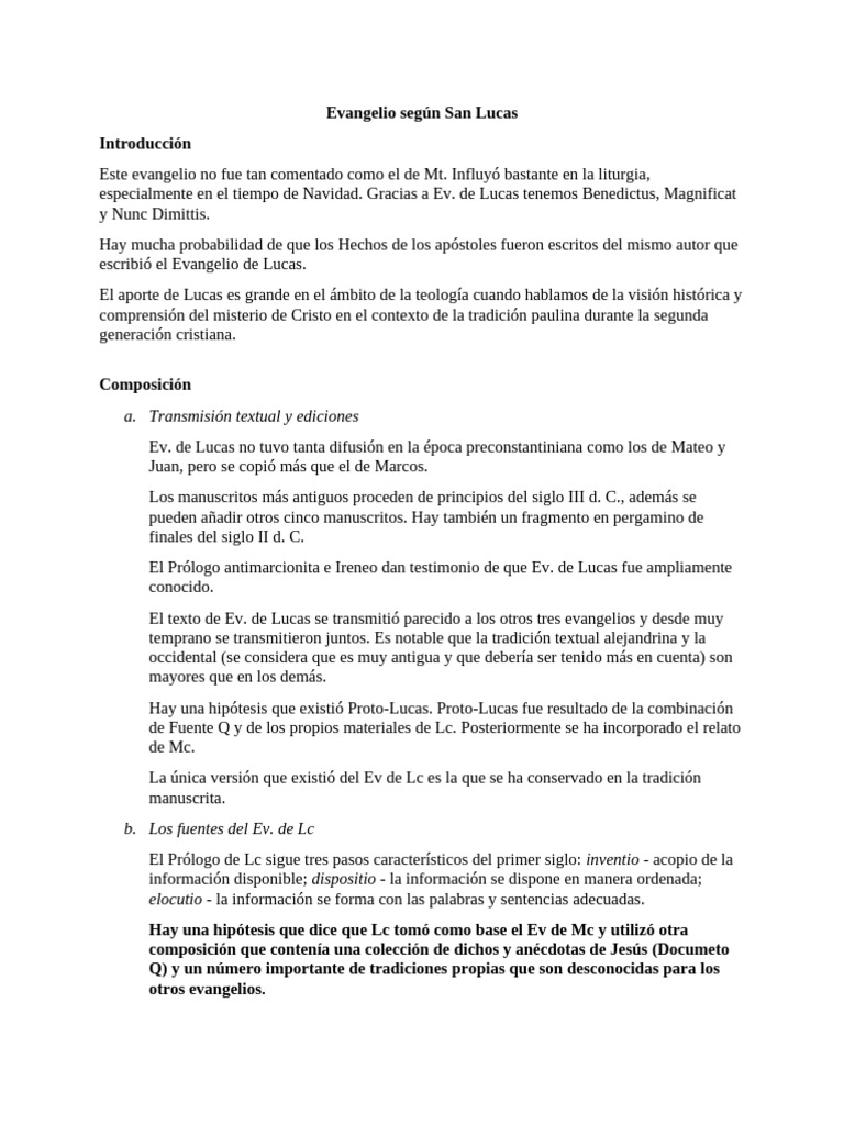 Evangelio Según San Lucas | PDF