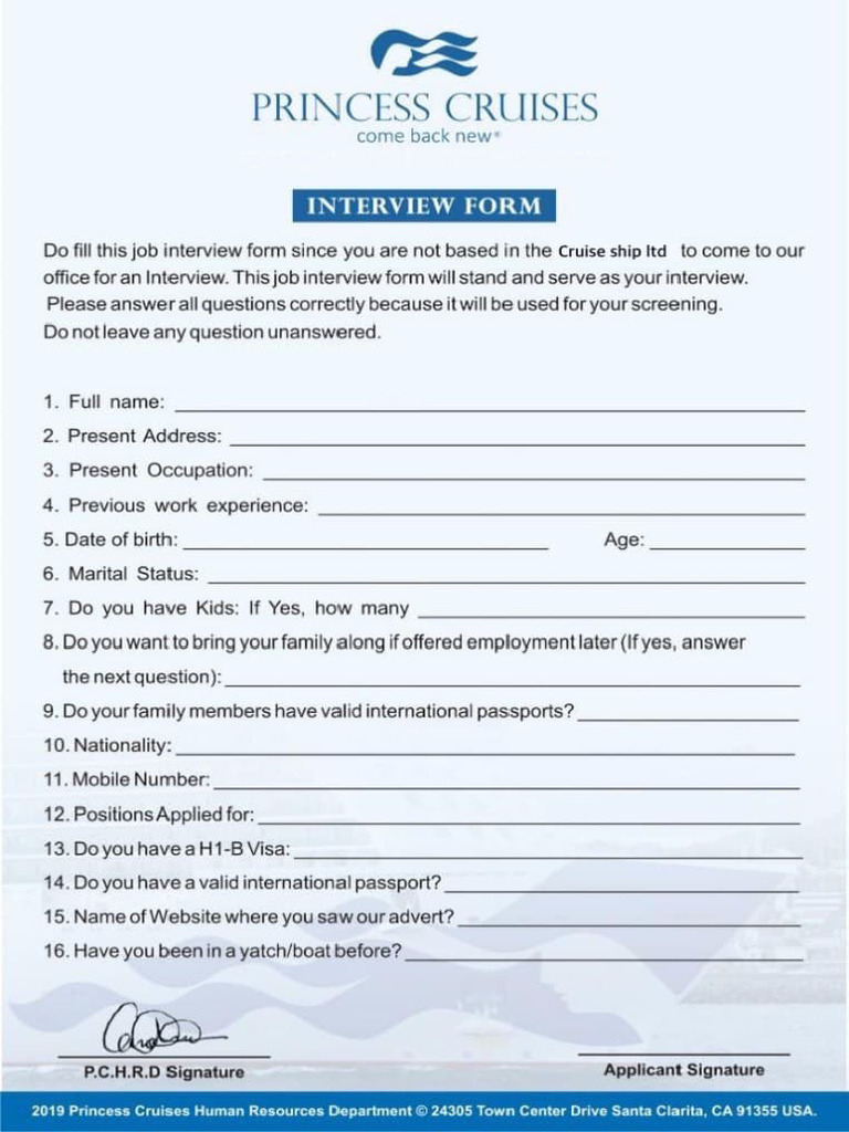 Irc Cruise Ship Forms-1 | PDF