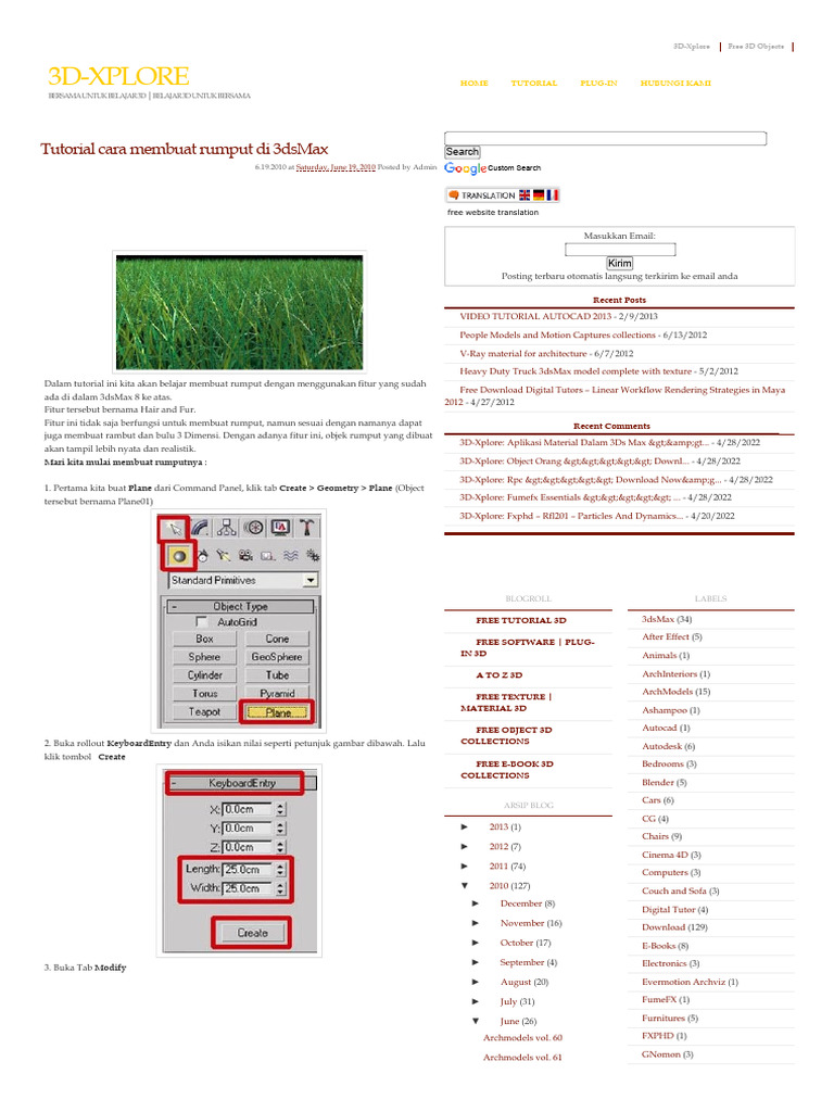 3D-XPLORE - Tutorial Cara Membuat Rumput Di 3dsmax | PDF
