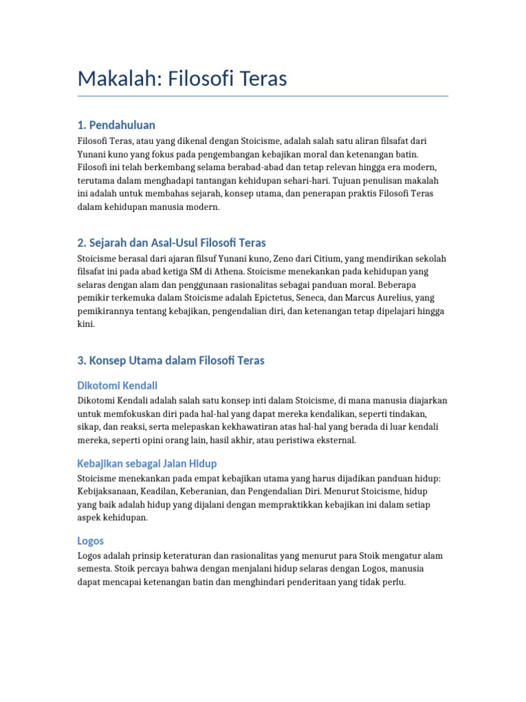 Makalah Filosofi Teras | PDF