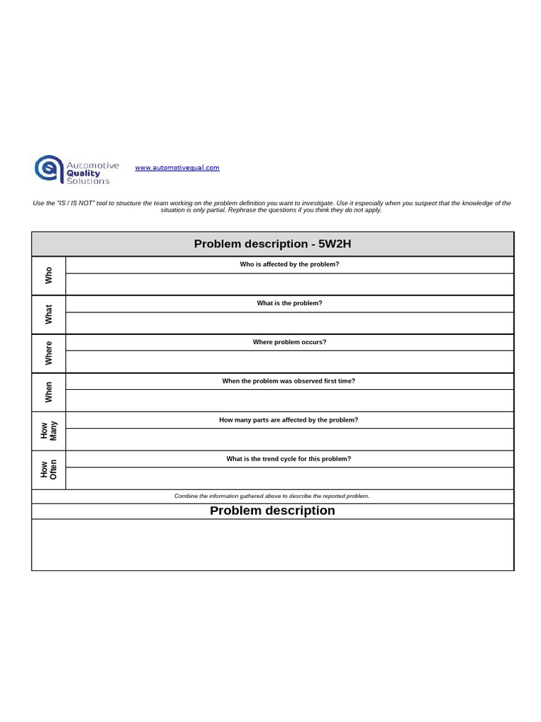Problem Description - 5W2H | PDF