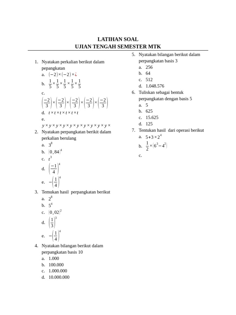 Latihan Soal MTK | PDF