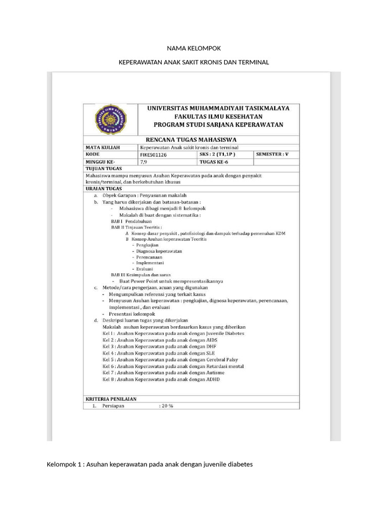 Tugas Kelompok Kep Anak Sakit Kronis & Terminal | PDF