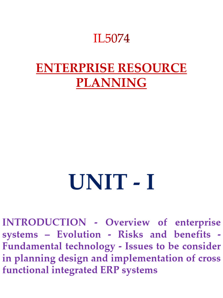 Introduction to ERP (ERP part 1) | PDF