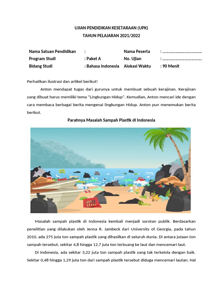 Soal Utama Bindo Paket A | PDF