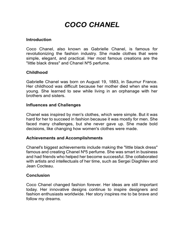 Coco Chanel Biography | PDF