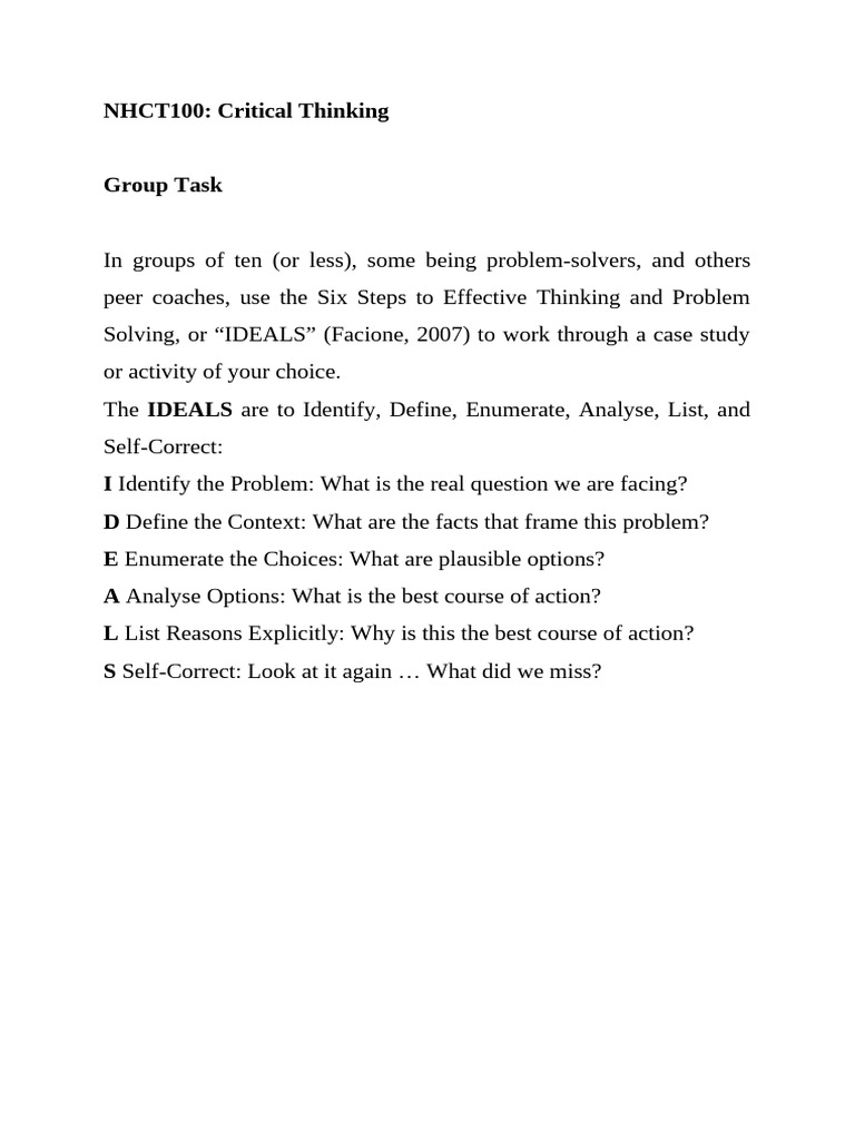 NHCT100 Group Task | PDF