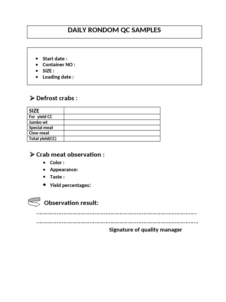 Daily Rondom QC Samples - Copie | PDF