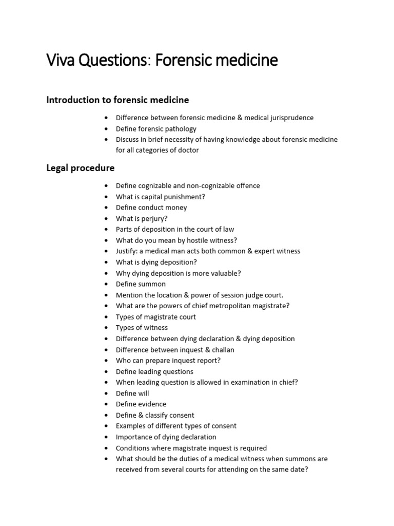 Viva-Question-forensic Medicine | PDF