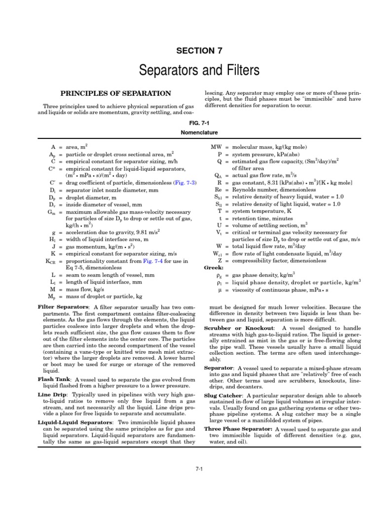Separators and Filters: Principles of Separation | PDF | Drop (Liquid ...
