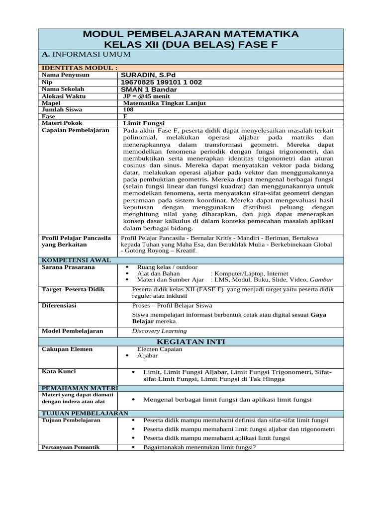 MODUL MTK 12 - BAB 2 Suradin | PDF