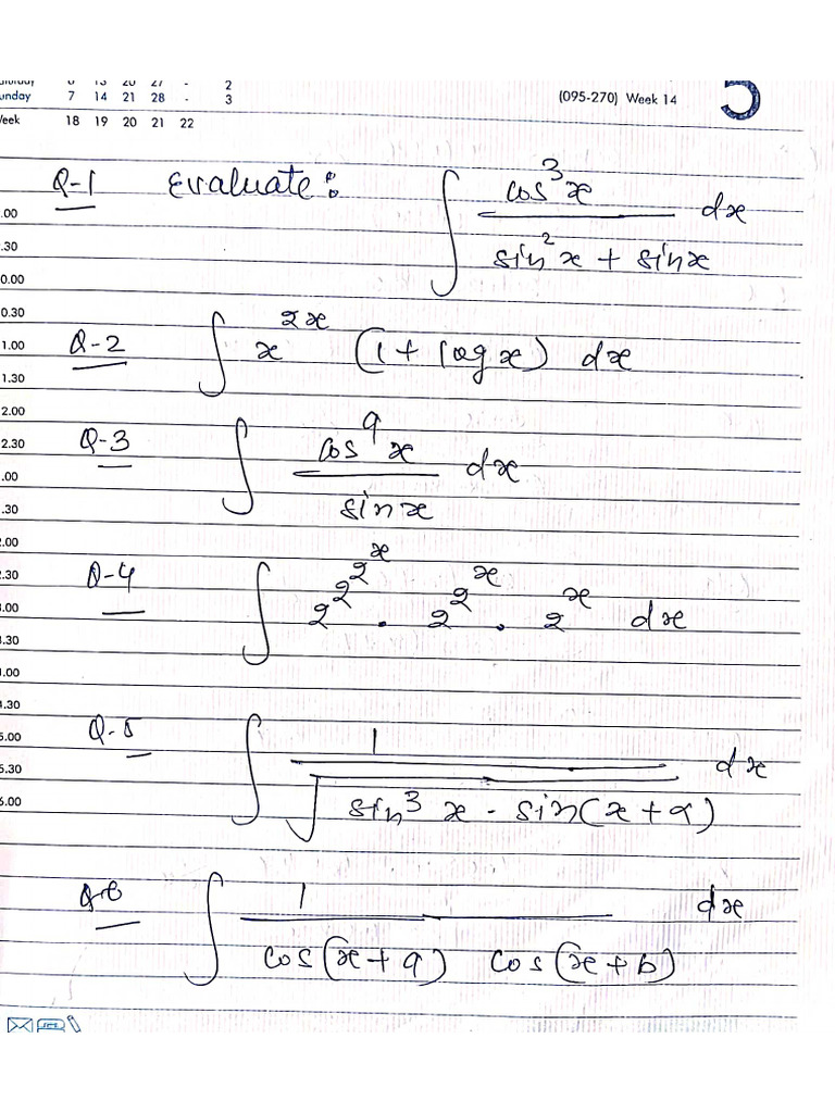 Worksheet-01 Indefinite Integrals. | PDF