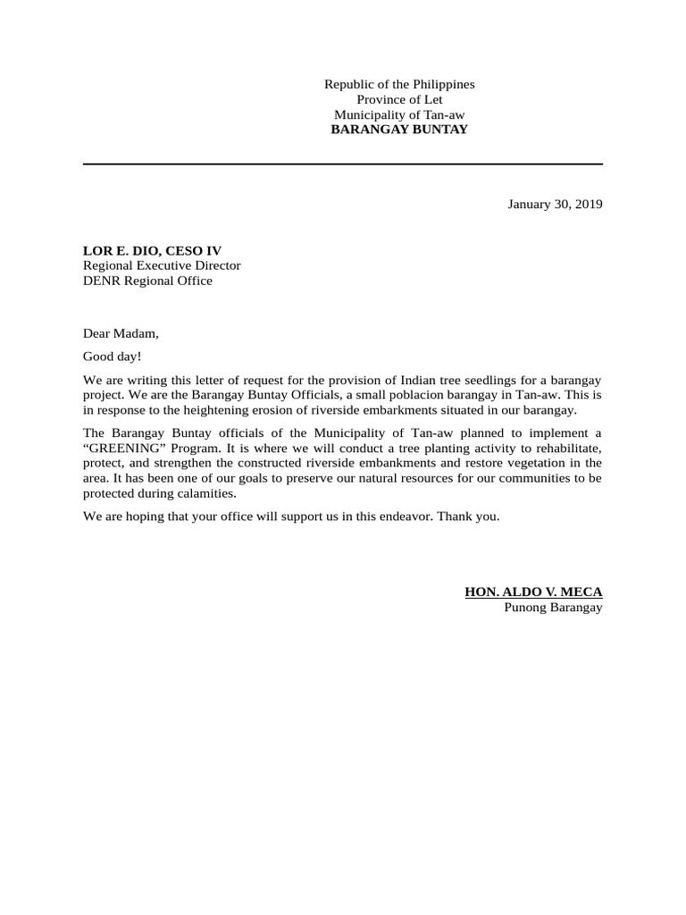 Request Letter DENR Tree | PDF