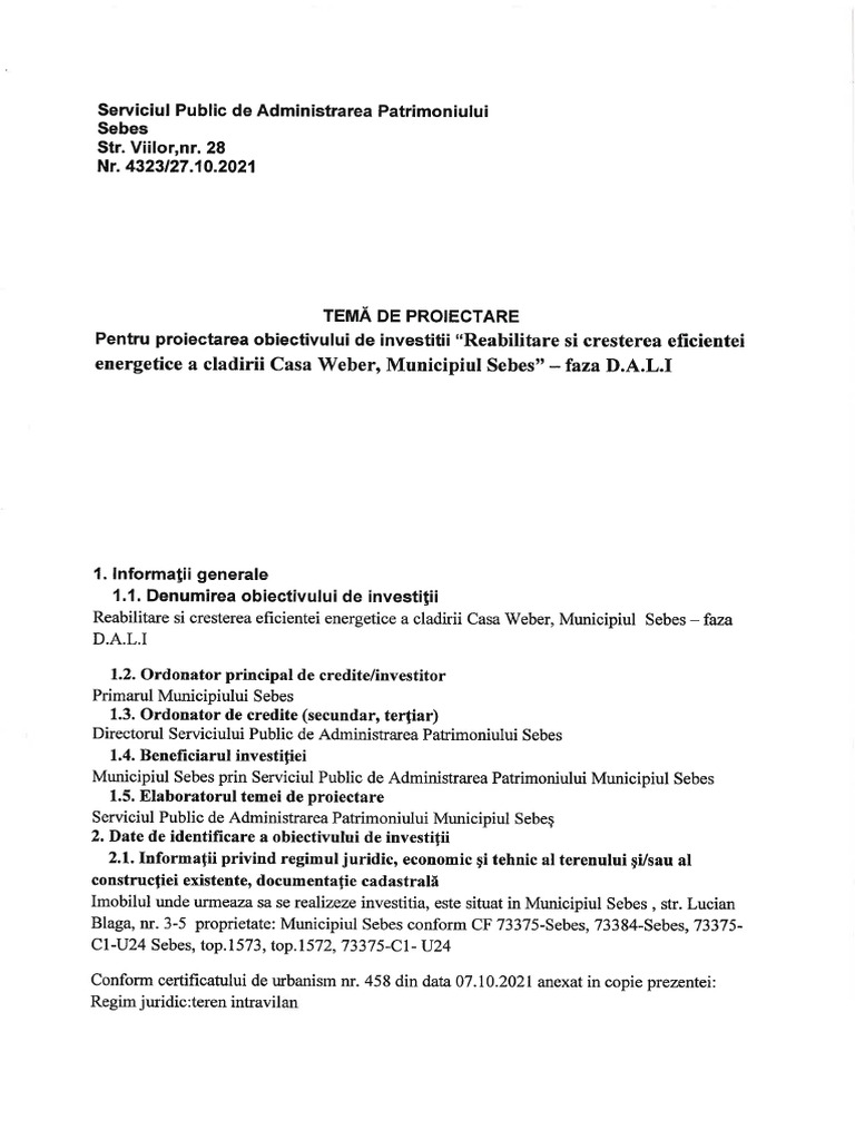 Tema de Proiectare Casa Weber | PDF