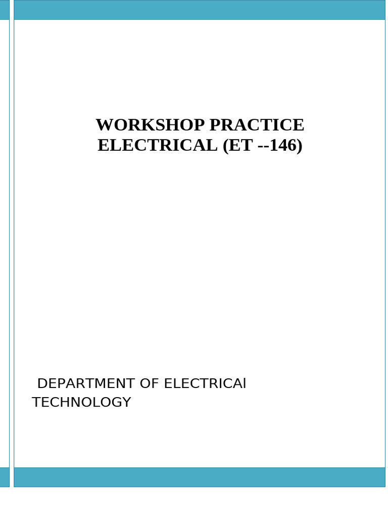 Electrical Workshop Practice Guide | PDF | Fuse (Electrical) | Home ...