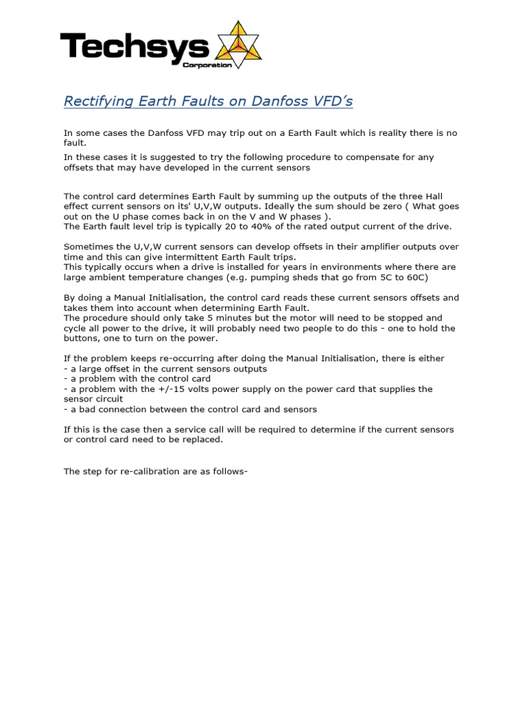 Rectifying Earth Faults on Danfoss VFD | PDF